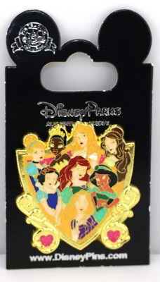 Disney Pin - Storybook Princess Shield Cinderella Tiana Aurora Belle ...