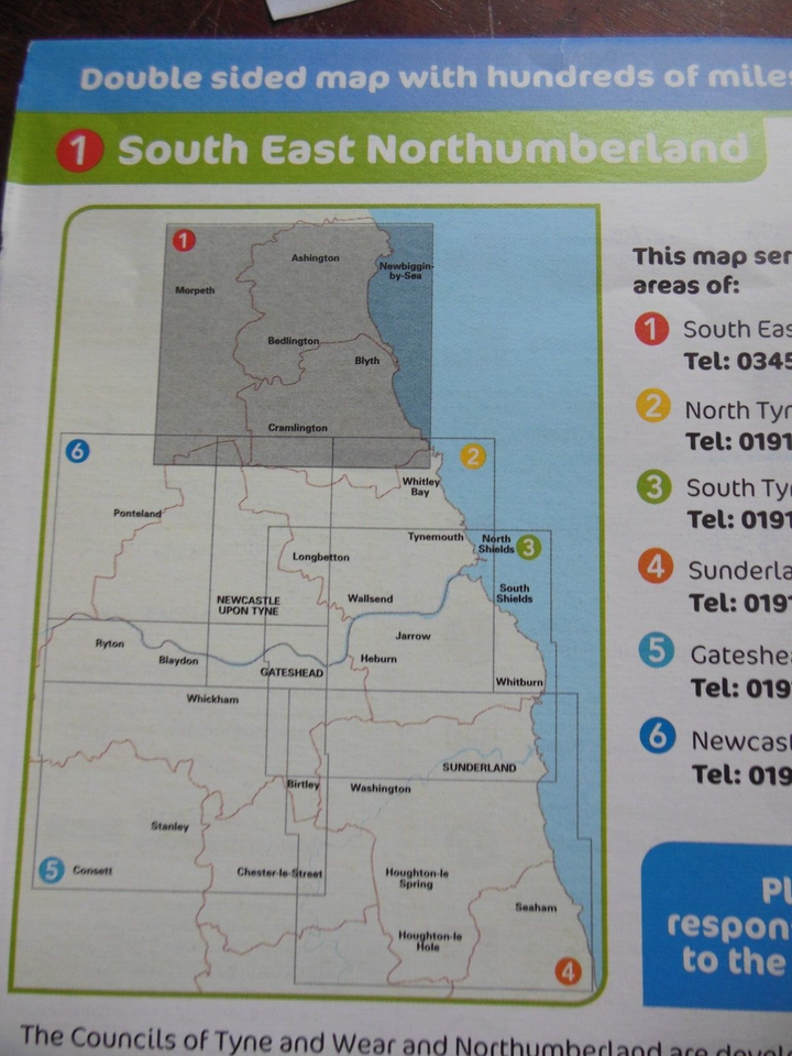 CYCLE BIKE SHEET MAP SE NORTHUMBERLAND MORPETH CRAMLINGTON BLYTH NEAR ...