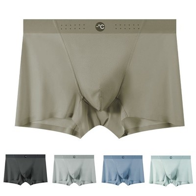 Men's Solid Boxer Shorts Ice Silk Breathable Underwear for Daily ...