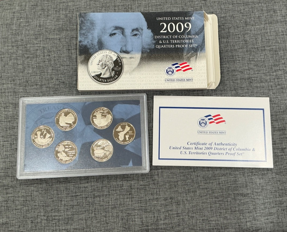 2009 D.C. and U.S. Territory Quarters Clad Proof 6-Coin Set w/COA & in ...