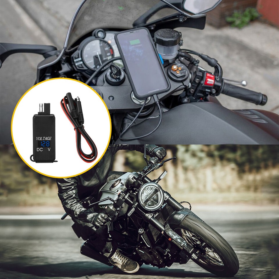 Motorcycle SAE Cable to USB Adapter Dual Port USB Fast Charger W/ LED ...