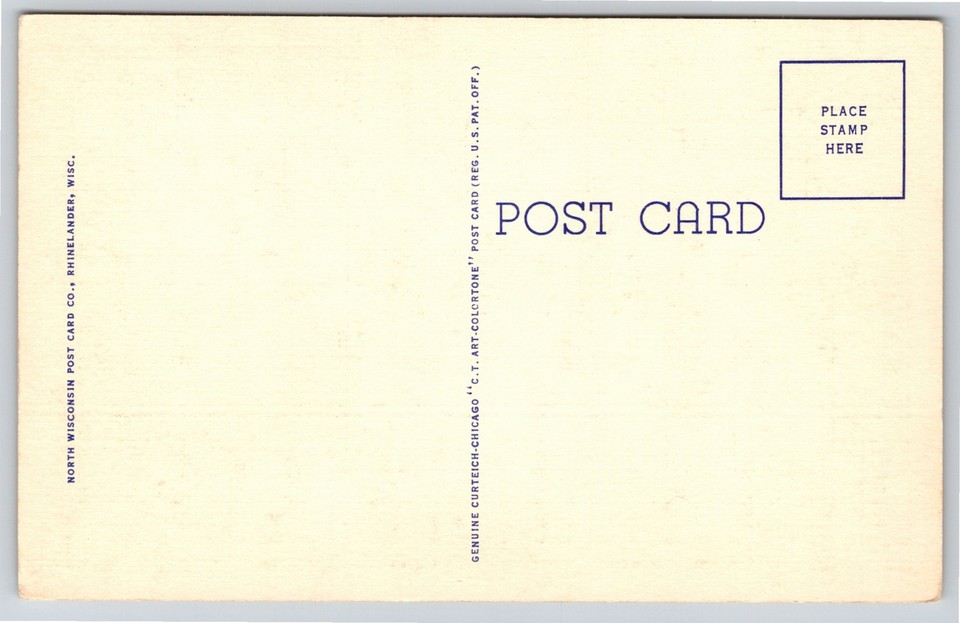 Rhinelander Wisconsin~View On Davenport Street Bridge~Vintage Linen ...