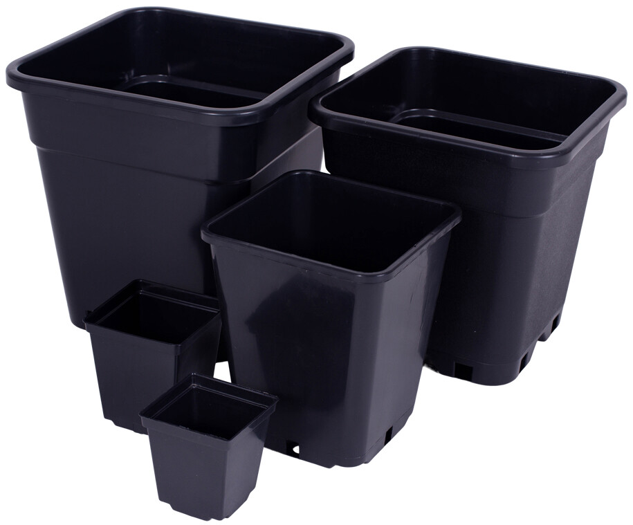Black Plastic Plant Pots Small Square Seed Flower Planters 1 5.6 11 18 ...