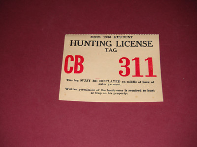 Vintage 1956 Ohio Resident Hunting License | eBay