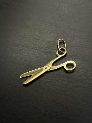 Solid 10K Yellow Gold Cute Mechanical Scissors Charm Pendant 1" .88g | eBay