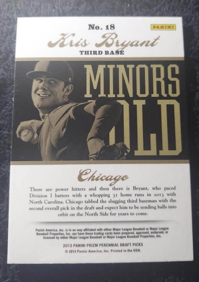 2013 Panini Prizm Draft Minors Gold SILVER #18 KRIS BRYANT Chicago Cubs ...