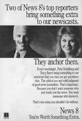 1989 KGW PORTLAND,OREGON TV NEWS AD / PETE SCHULBERG & TRACY BARRY ...
