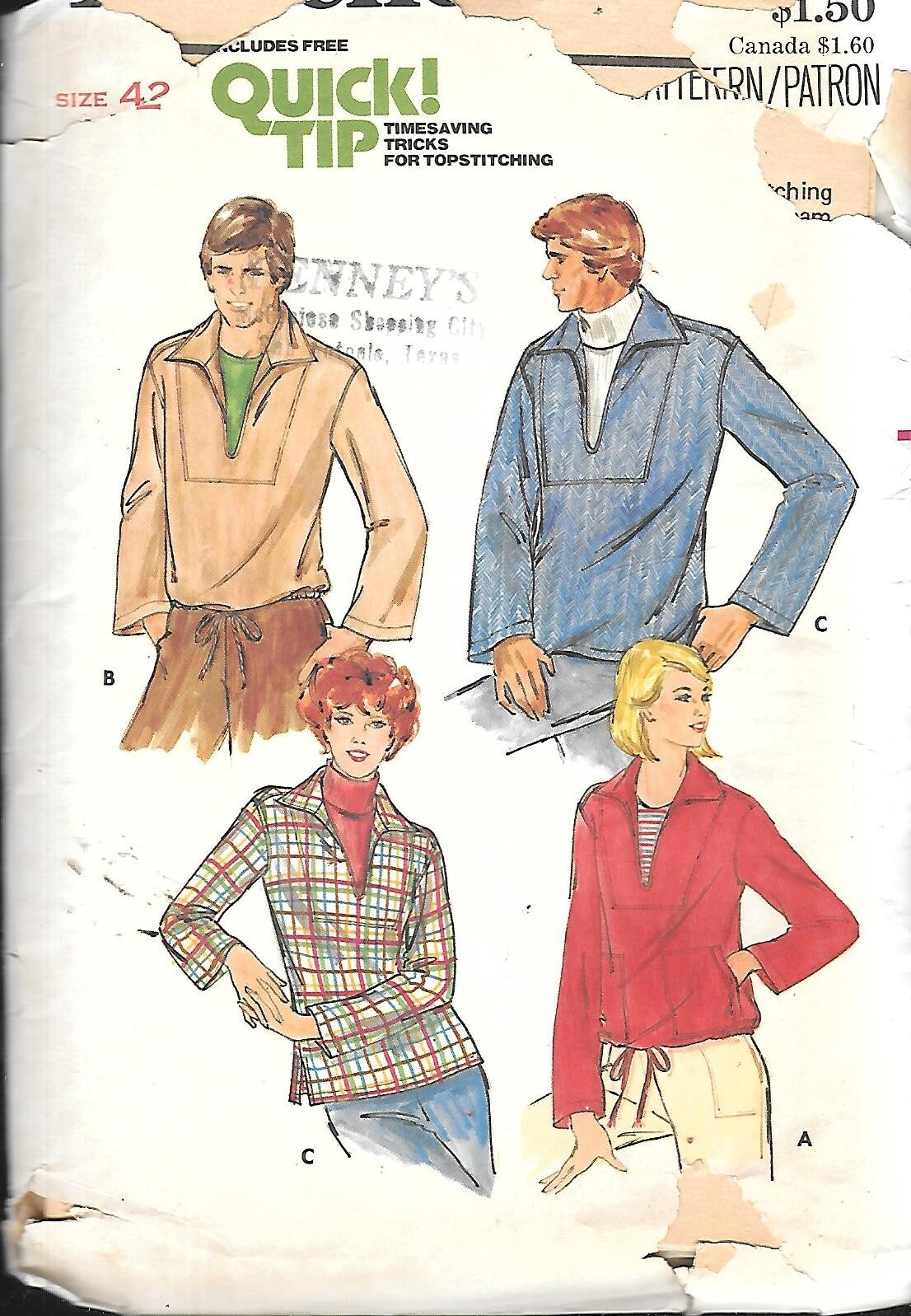 Vintage Butterick #5962 & #5963 Mens' Pullover Tunic - Size 42 | eBay