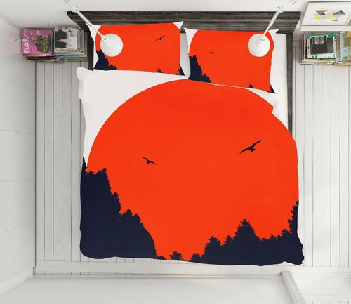 3D Red Sun Forest 3633NA Bed Pillowcases Quilt Cover Duvet Boris ...