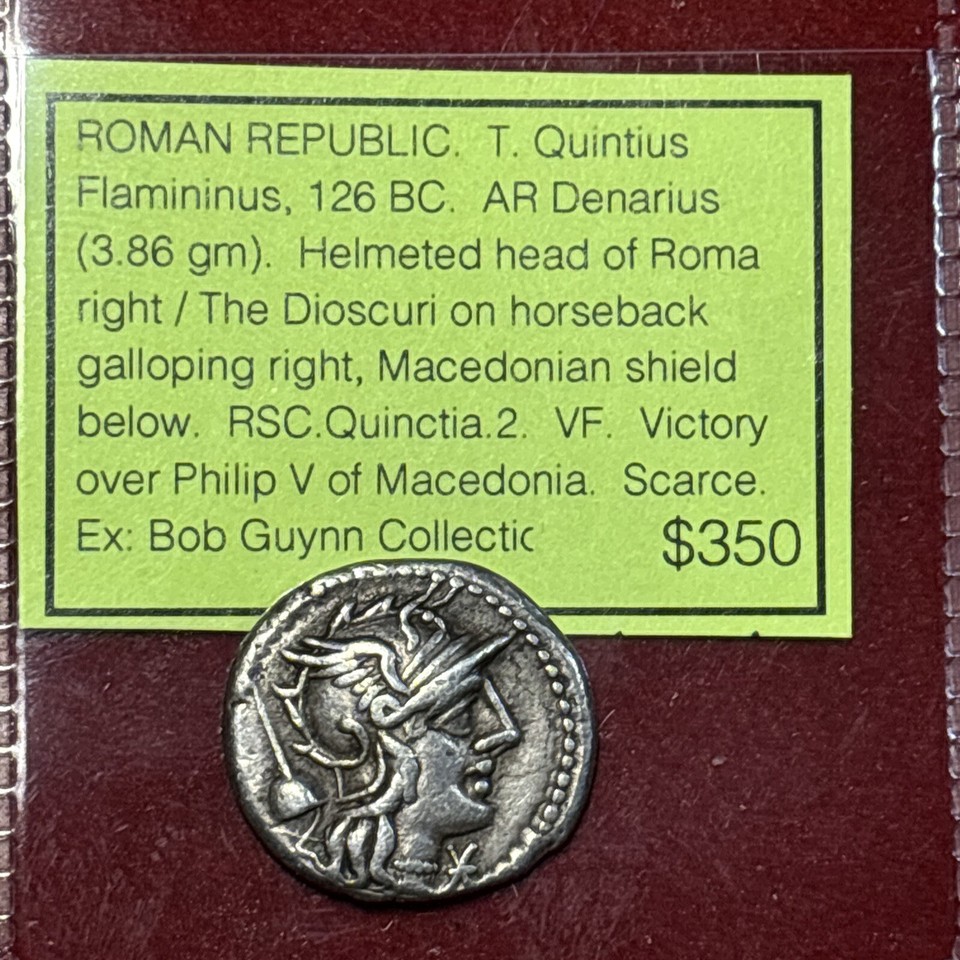 Roman Republic T. Quinctius Flamininus AR Denarius. 126BC.Roma/Dioscuri ...