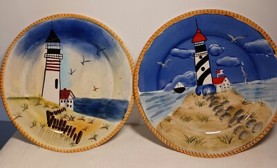 2 Lighthouse Design Plates by Heartfelt Kitchen Creations 2004 Hand ...