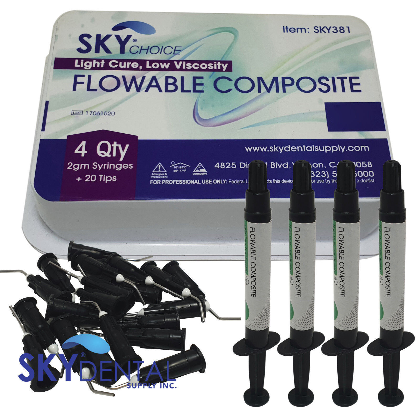 FLOWABLE COMPOSITE 4 SYRINGES +20 Tips A1 A2 A3.5 B1 B2 B3 B4 C1 C2 C3 ...