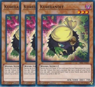 Yugioh - Kuribandit x 3 - 1st Edition NM - Plus Free Holographic Card ...