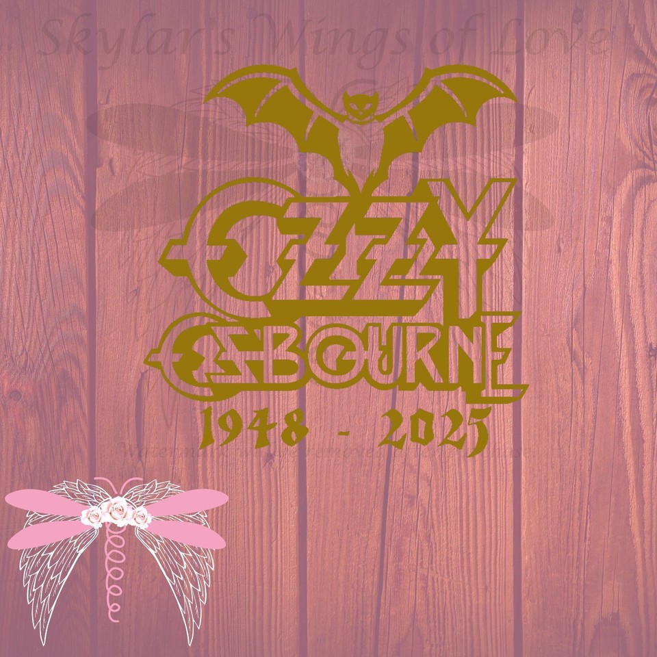 Ozzy Osbourne Memorial Decal Name with Bat Option 1 - 5 sizes available ...