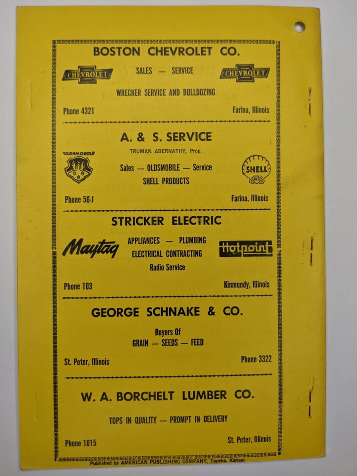 1954 St. Peter, IL Telephone Directory Ford IH John Deere Chevrolet ...