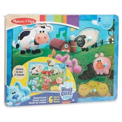 Blues Clues Farm Animal Toddler Wooden Jigsaw Puzzle Musical Farm Sound ...