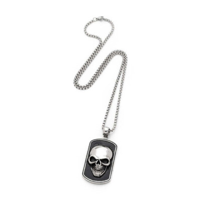 Men's Republic Sleek Stylish Army Dog Tag Skulls Necklace With Gift Box ...