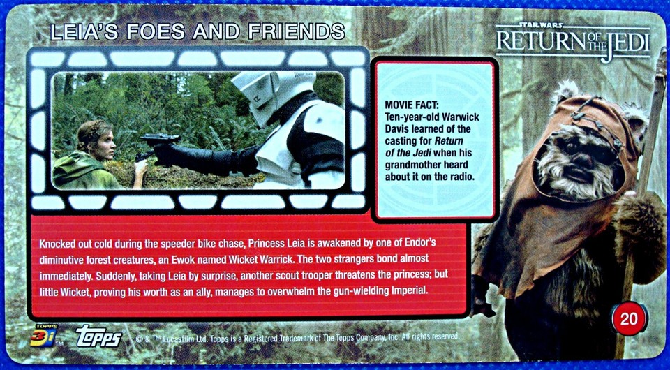 STAR WARS, RETURN OF THE JEDI, TOPPS 2014 WIDEVISION 3D, CARD # 20 ...