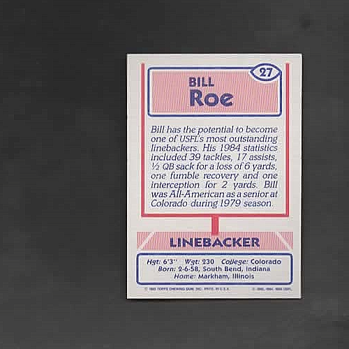 1985 Topps USFL #27 BILL ROE | eBay