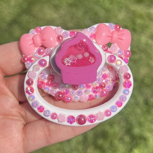 Pink Cupcake Resin Shaker CUSTOM Adult Size Pacifier! LITTLE SPACE Deco ...