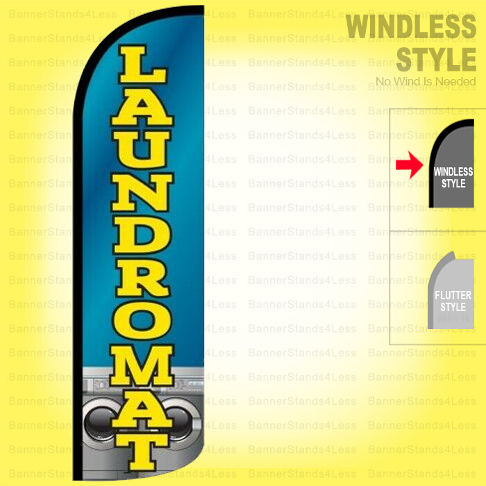 LAUNDROMAT - Windless Swooper Flag 3x11.5 ft Tall Feather Banner Sign ...