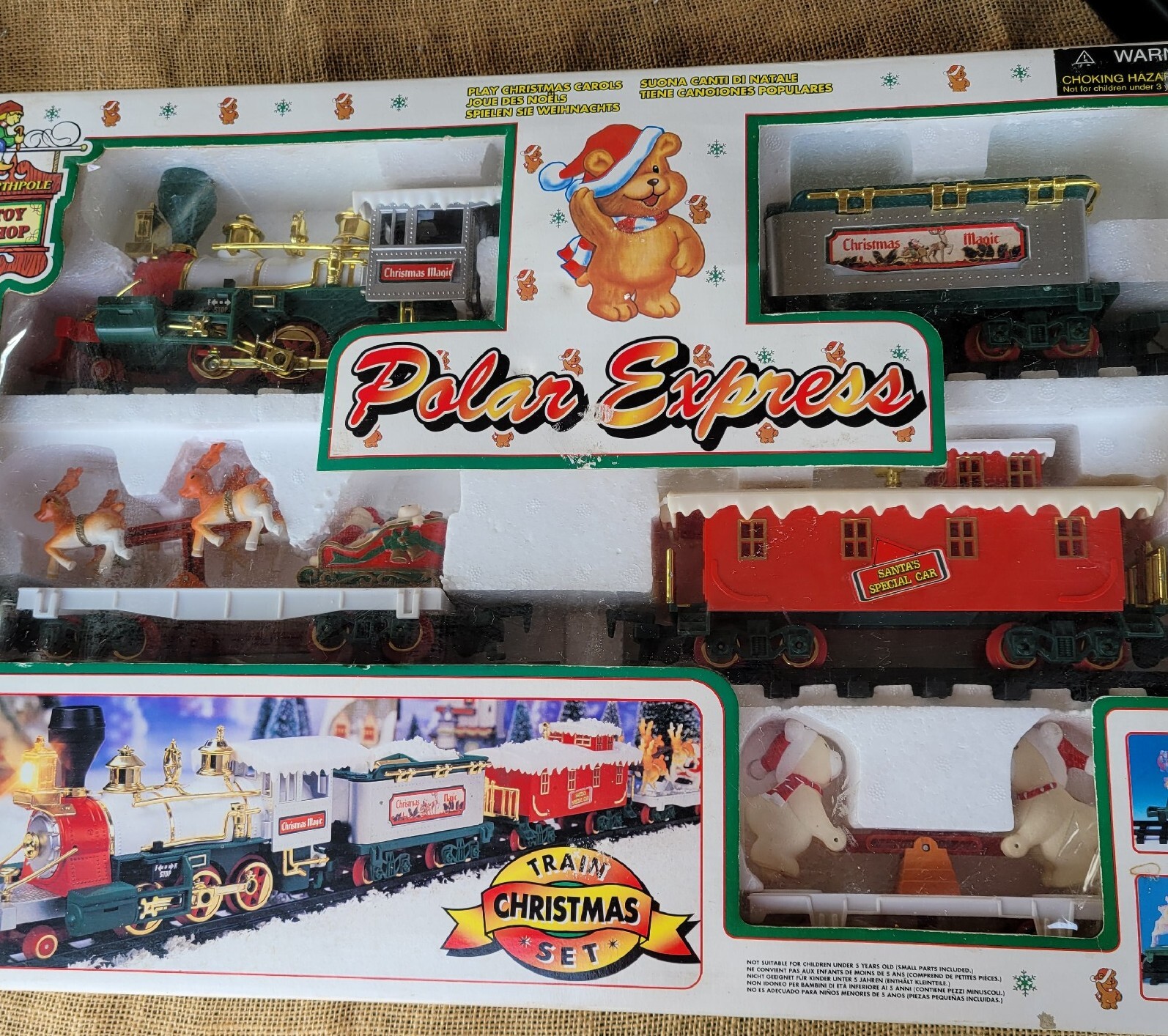 VINTAGE 90s North Pole Toy Shop Polar Express Musical Train Set ...