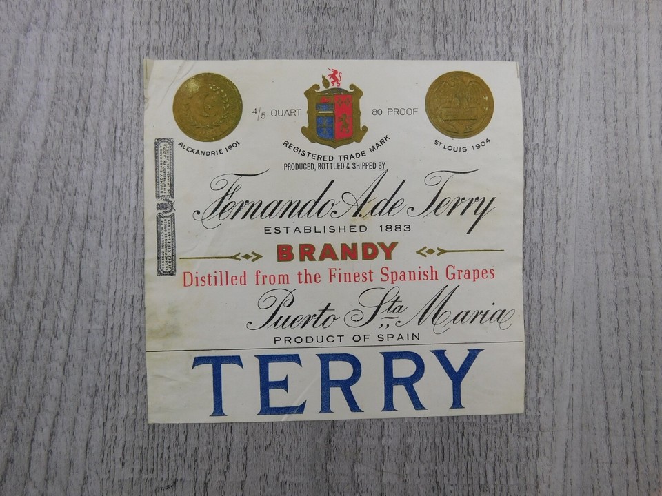 Fernando Ade Terry Brandy Puerto Sta Maria Terry Vintage Spain Label ...