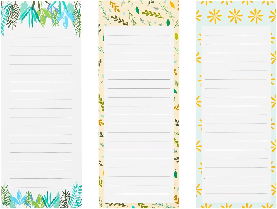 Magnetic Note Pads for Fridge - 6-Pack, 3.5 X 9 In, Floral Designs ...