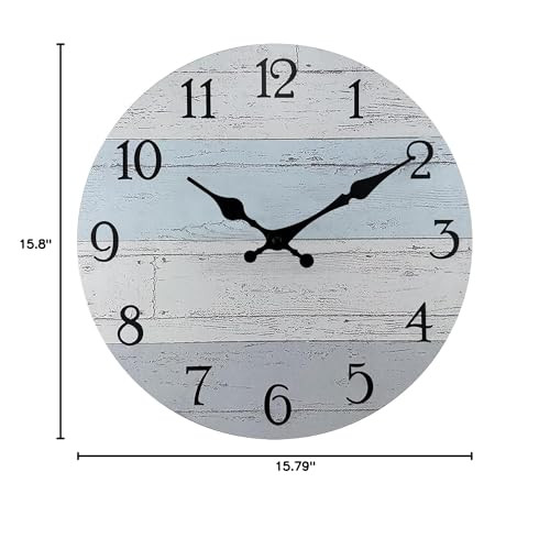 Extra Large Wall Clock, 16'' Frameless Wooden Wall Clocks with Silent ...