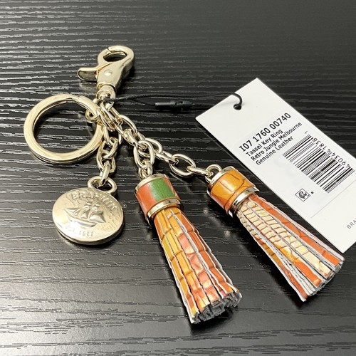 Brahmin RETRO JUNGLE MELBOURNE Leather Tassel Key Ring or Purse Charm ...