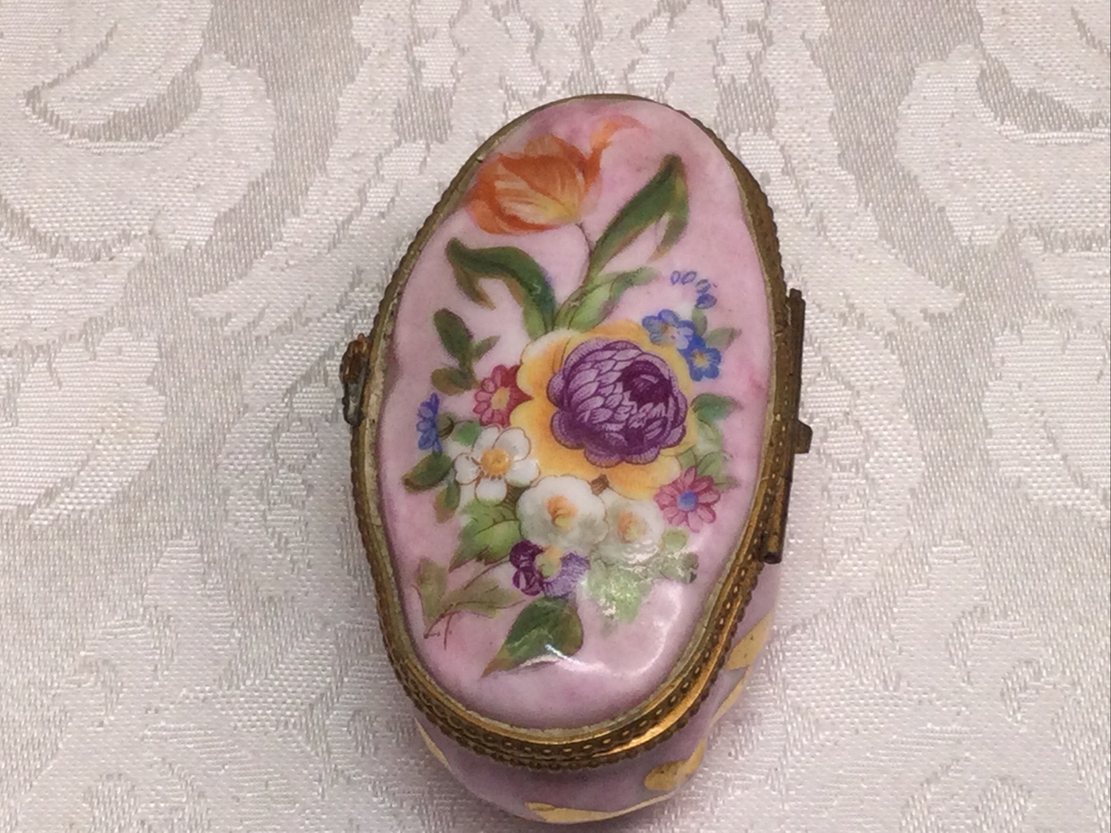 Sevres Pink Early 1700's Hand Painted Floral Hinged Snuff Trinket Box ...