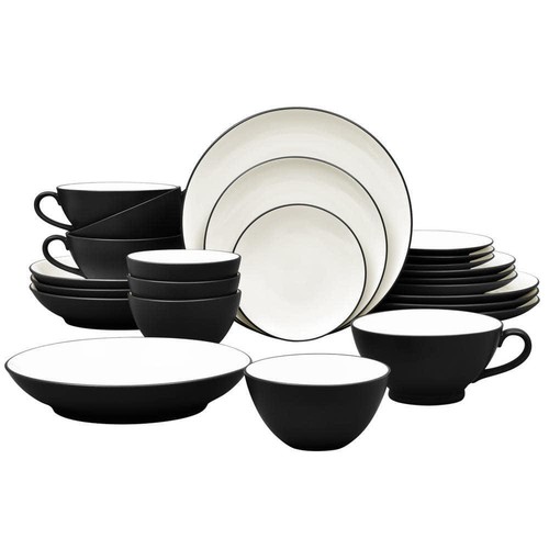 Noritake Dinnerware Set 24-Pcs Multi-Purpose Stoneware Casual Graphite ...