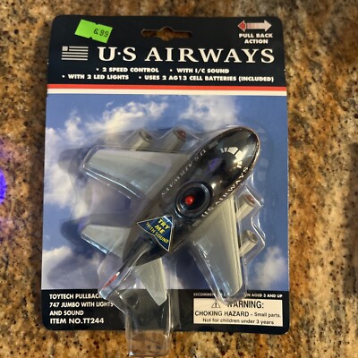 US Airways Lights & Sound Pull Back Toy Airplane 747 Jumbo Sealed | eBay