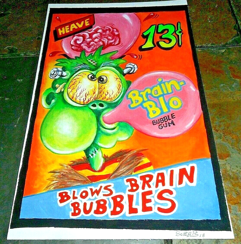 ORIGINAL HALLOWEEN SET ART SCHERES PAINTING WACKY PACK GPK BRAIN BLO ...