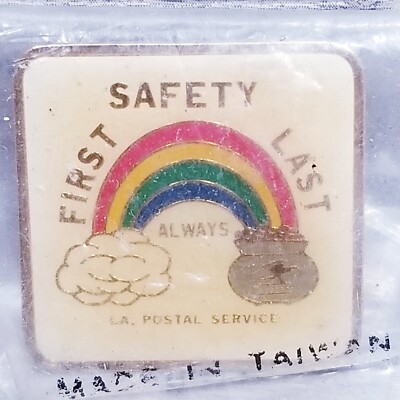 VINTAGE LA POSTAL SERVICE FIRST LAST SAFETY ALWAYS TIE HAT LAPEL PIN ...