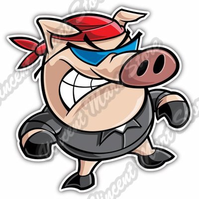 Cool Pig Boar Hog Bandanna Funny Cartoon Car Bumper Vinyl Sticker Decal ...