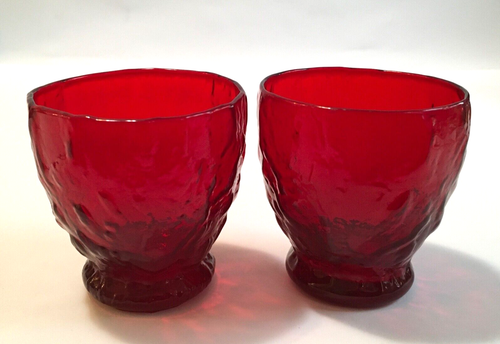 Morgantown Ruby Red Seneca Driftwood Crinkle Footed Short Glass Tumbler ...