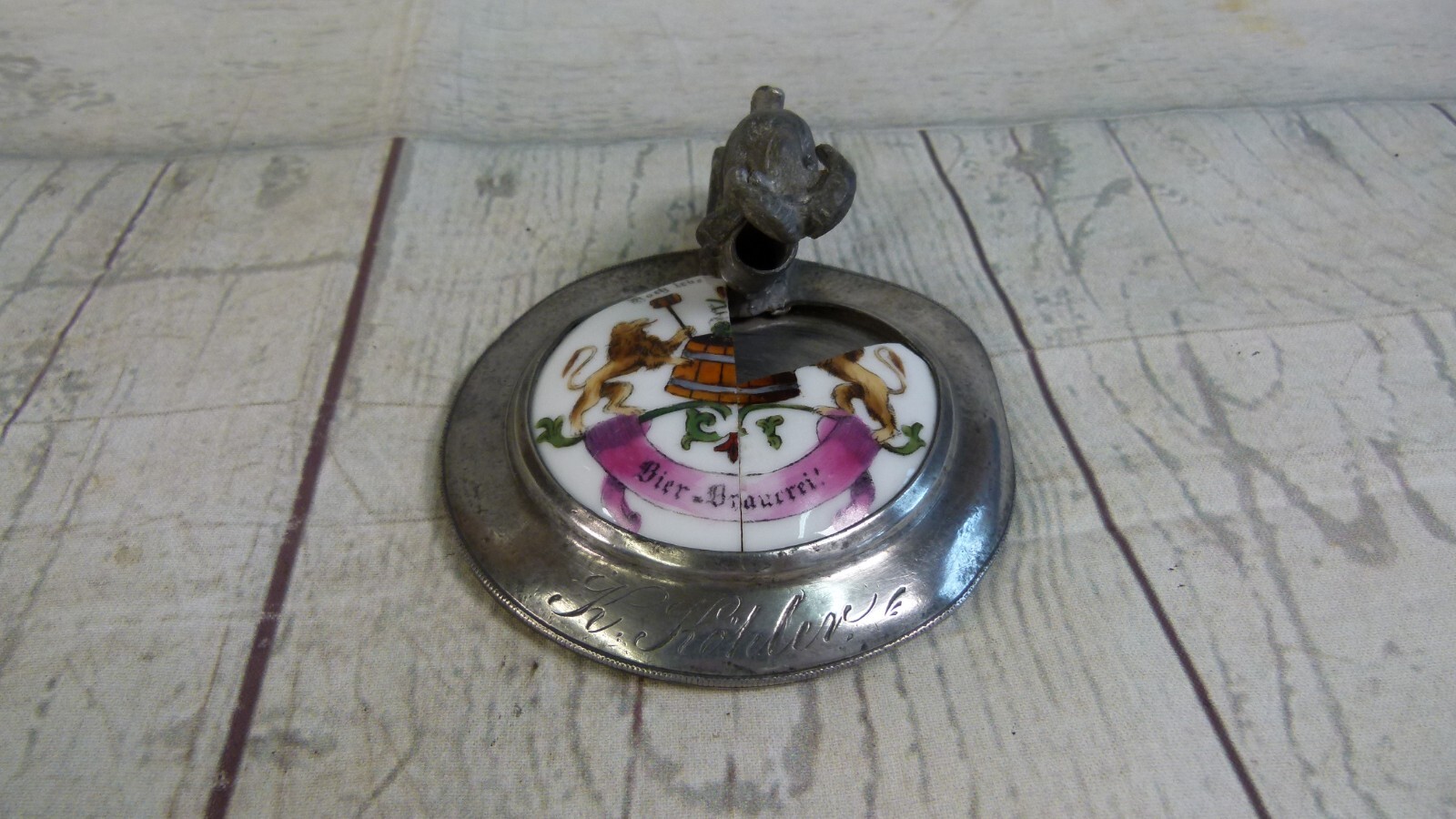 Vintage Metal Beer Stein Lid "Hoch lebe die edle Bier-Brauerei!" K ...