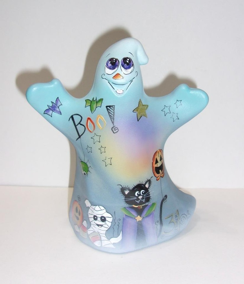 Fenton Glass Blue "Got Candy" Halloween Ghost Figurine Ltd Ed #6/39 Kim ...