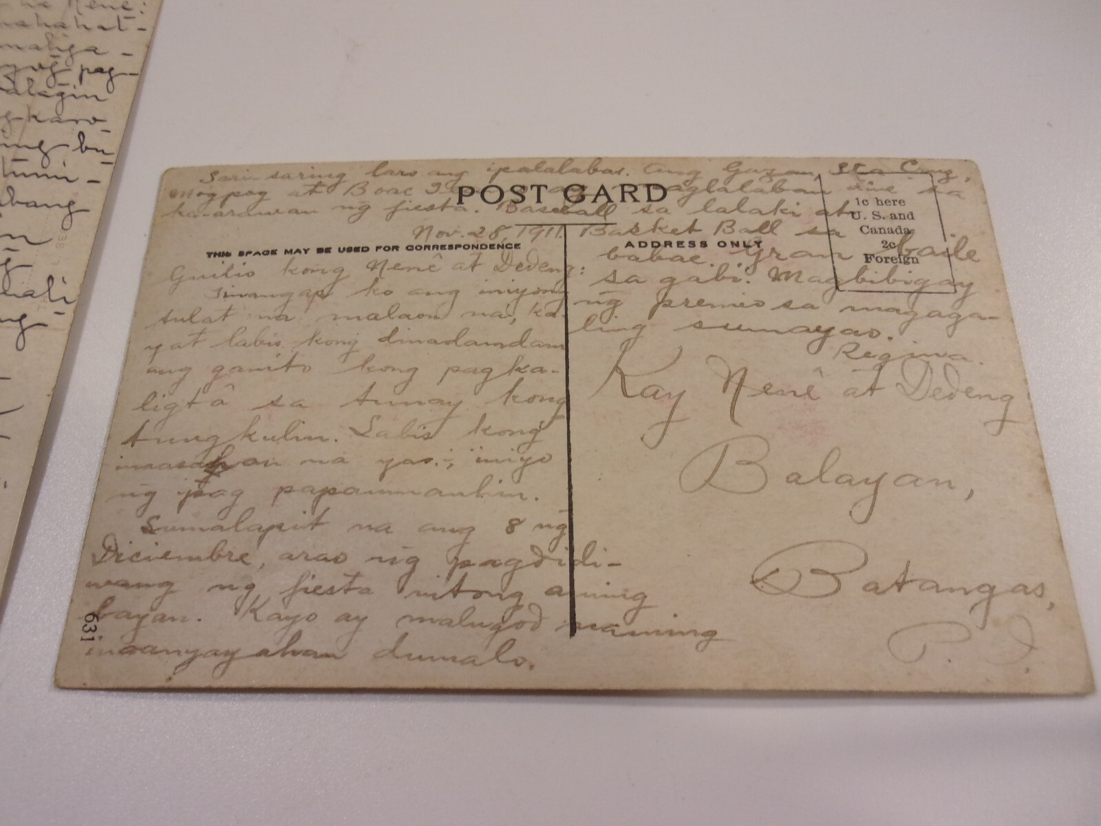 Philippines postcards(2) 1911 & 1912. Manila & Balayan Batangas ...