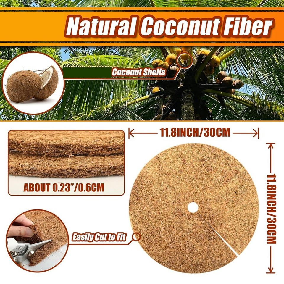 16Pcs Coconut Fiber Tree Mulch Mat, 11.8 Inch Mulch Plant Protectors ...