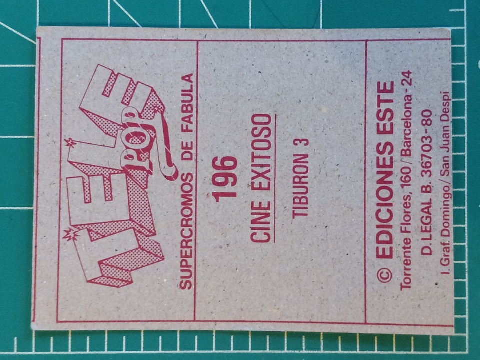 1980 telepop JAWS MOVIE TIBURON CARD RARE tele pop rock stars SPAIN | eBay