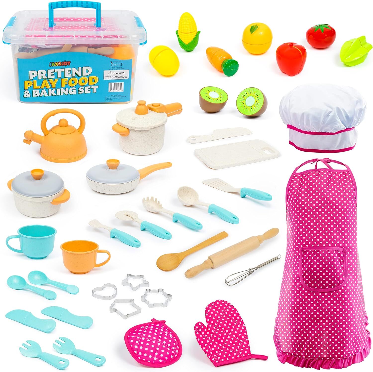 Kids Cooking and Baking Chef Set with Sliceable Play Food | Complete ...