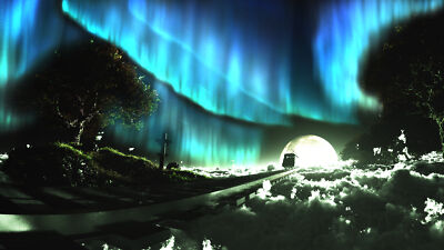 Anime original clouds grass night scenic sky train Custom Playmat Mat ...