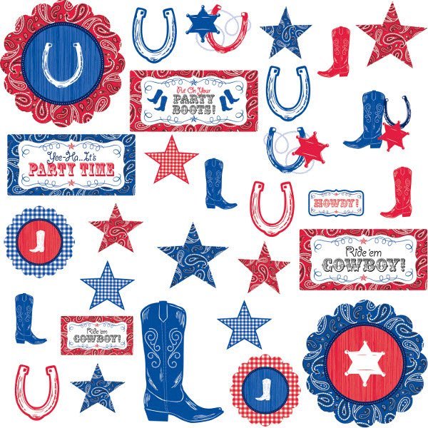 Western Cutouts 30 Pc Cutouts Red Paisley Decoration Western Party ...
