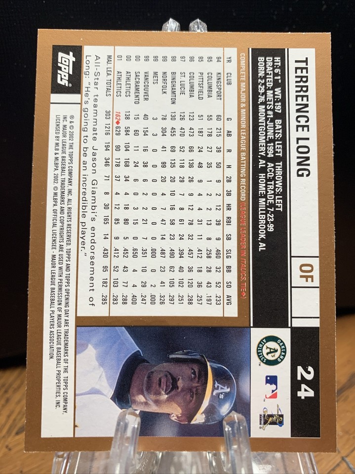 2002 (ATHLETICS) Topps Opening Day #24 Terrence Long | eBay