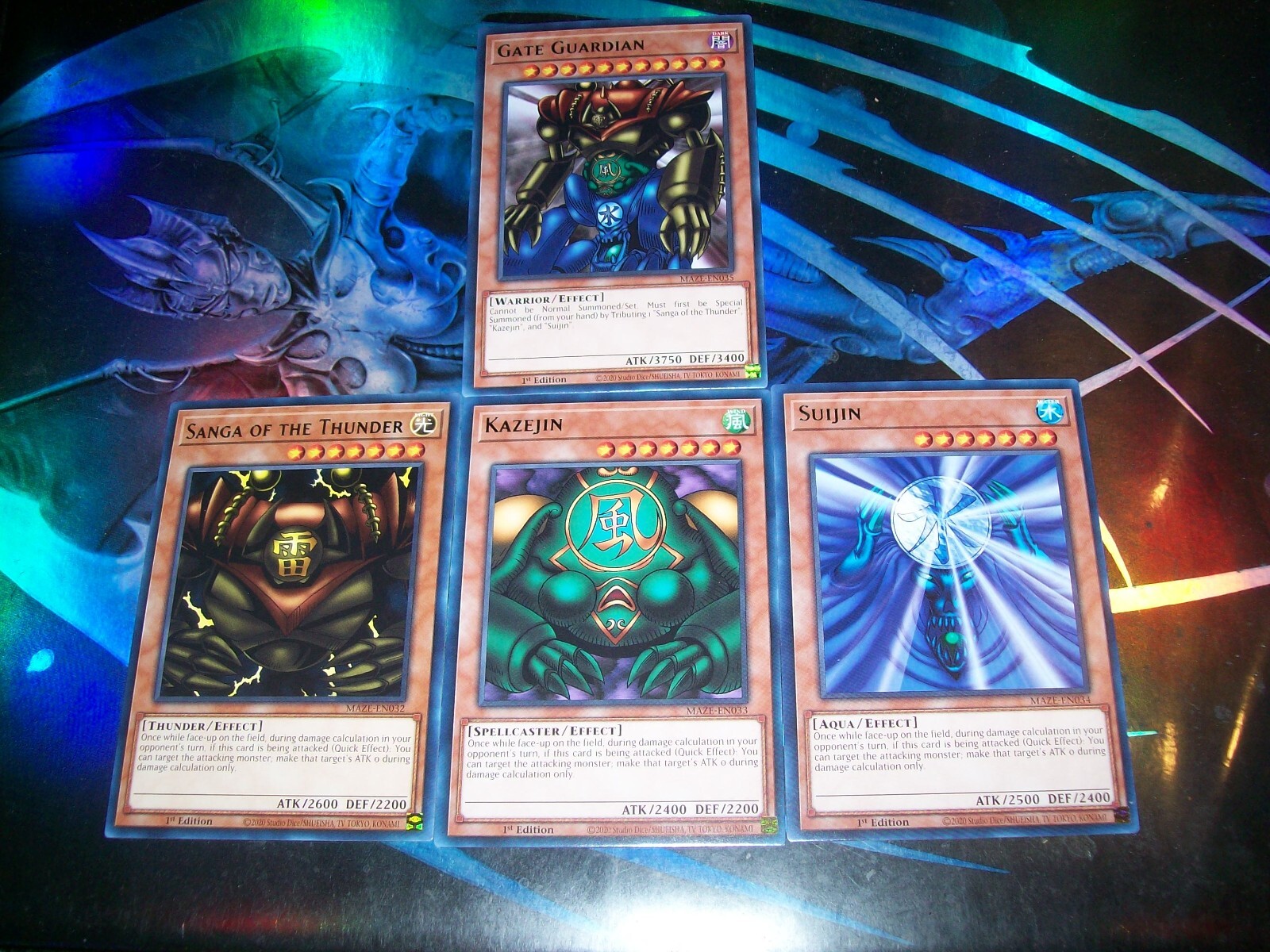 4 Card Set Gate Guardian + Suijin + Kazejin + Sanga of the Thunder MAZE ...
