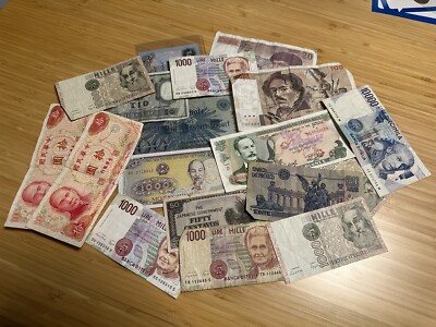 World Banknote Lot -- 18 BILLS! (from 10 countries, spanning 1908-1992 ...