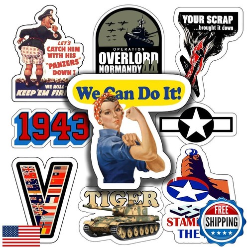 50Pcs WW2 History Stickers - World War 2 Vinyl Decals for Car Bumper ...