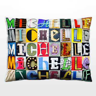Personalized Pillow featuring the name MICHELLE in photos of sign ...